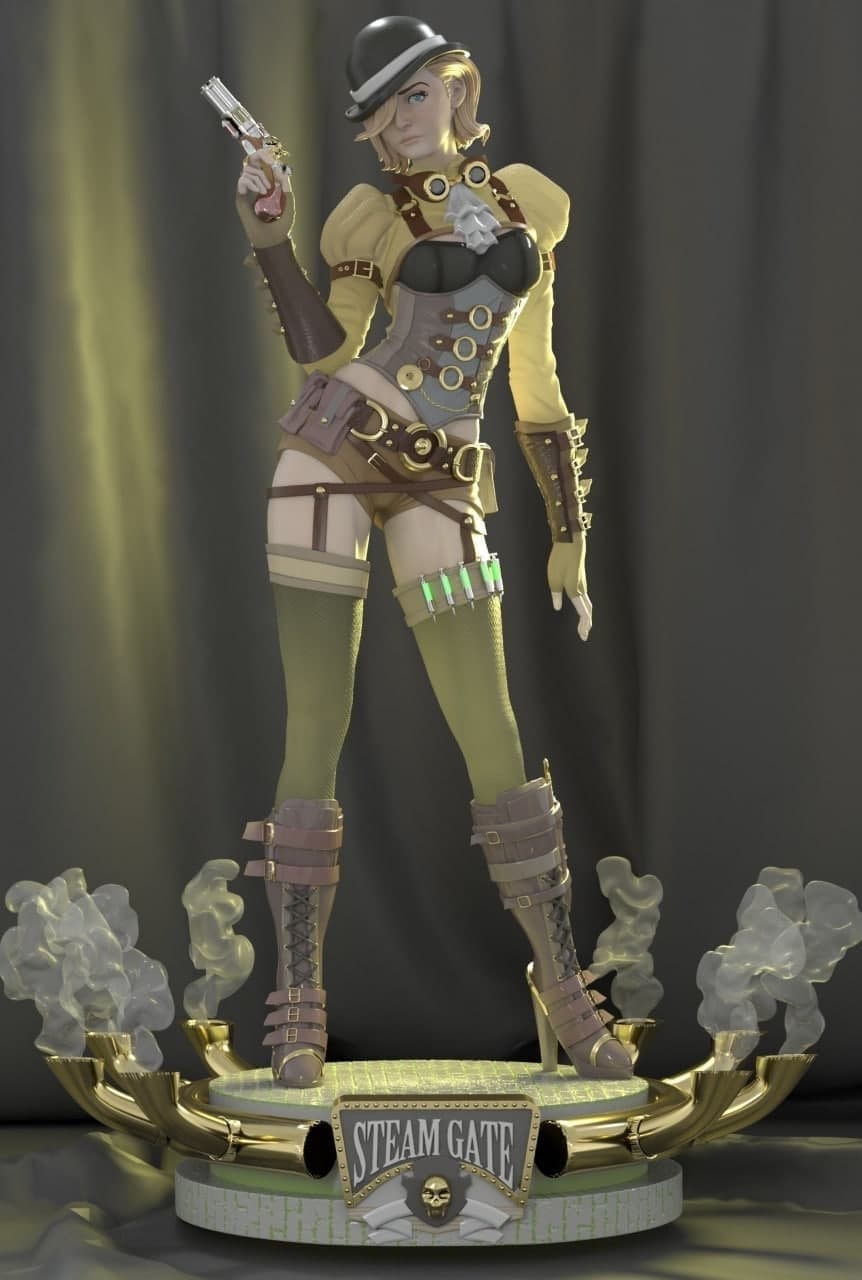 Steam gate Pin-up Steampunk 3d printing stl files - 3D PRINT MAKER CLUB