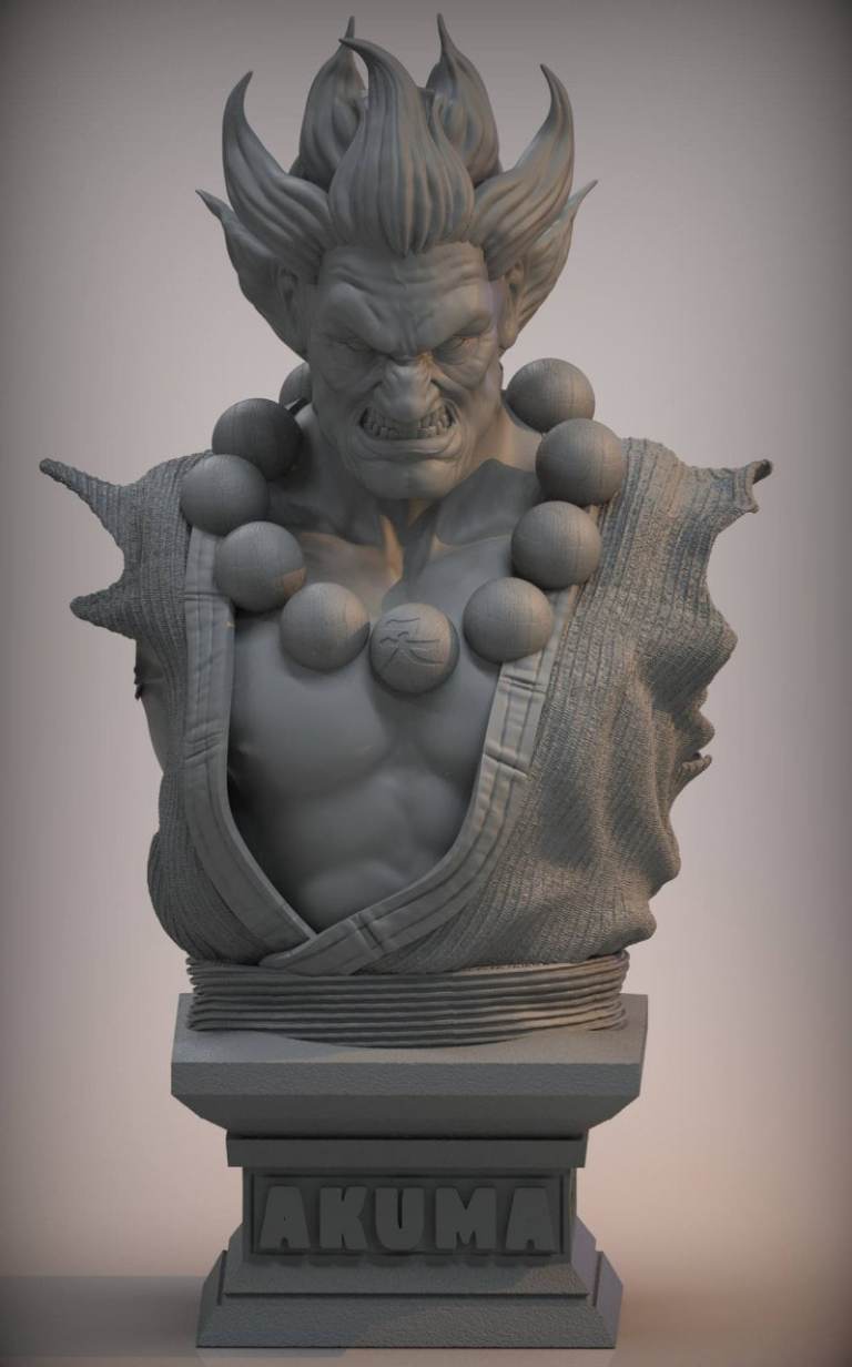 Street fighter Akuma bust 3d printing stl files - 3D PRINT MAKER CLUB