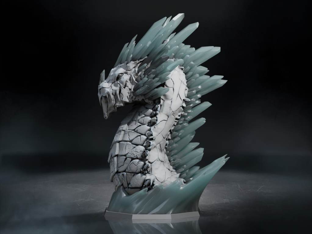 Ice dragon bust 3d printing stl files - 3D PRINT MAKER CLUB