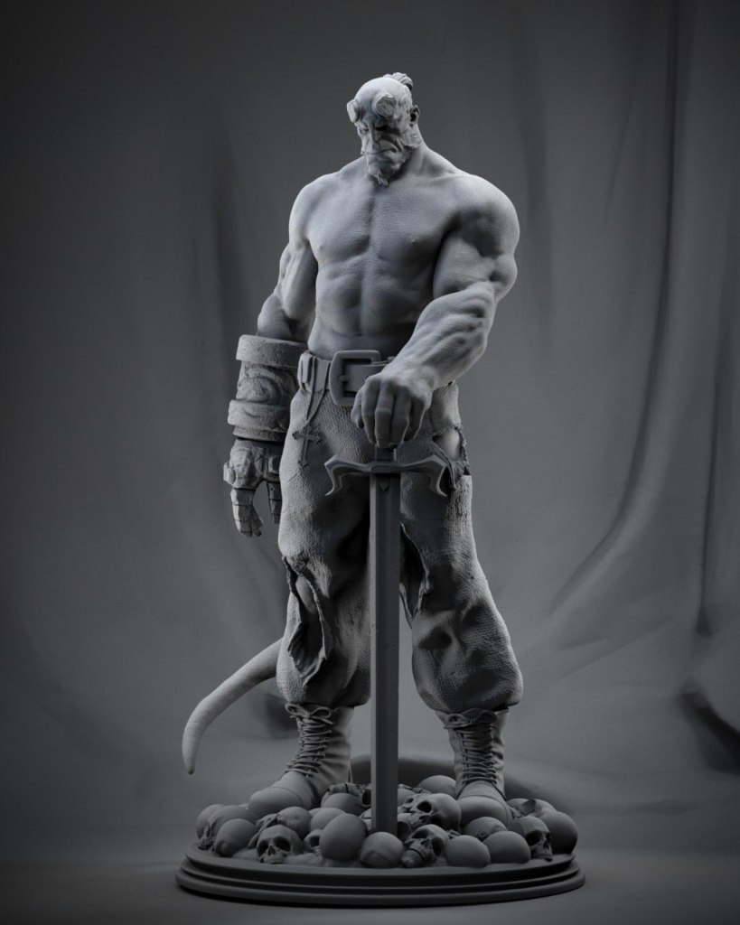 Hellboy statue 3d print stl files - 3D PRINT MAKER CLUB